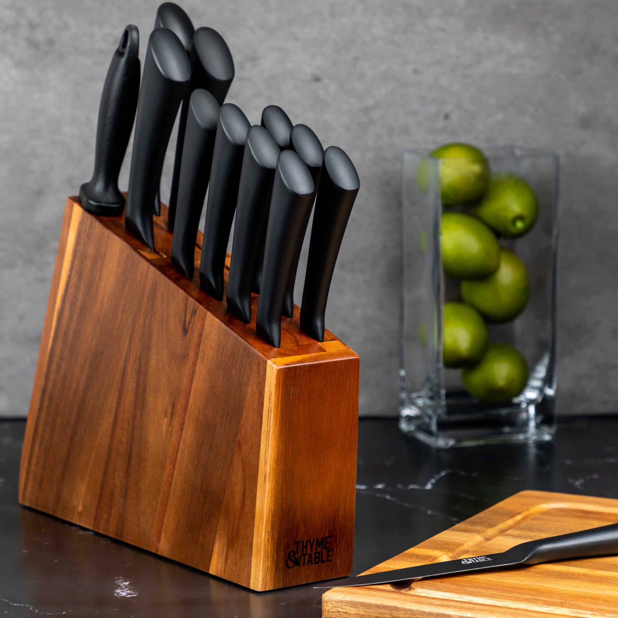 13-Piece Kitchen Slim Block Stainless Steel Knife Set – Thyme&Table