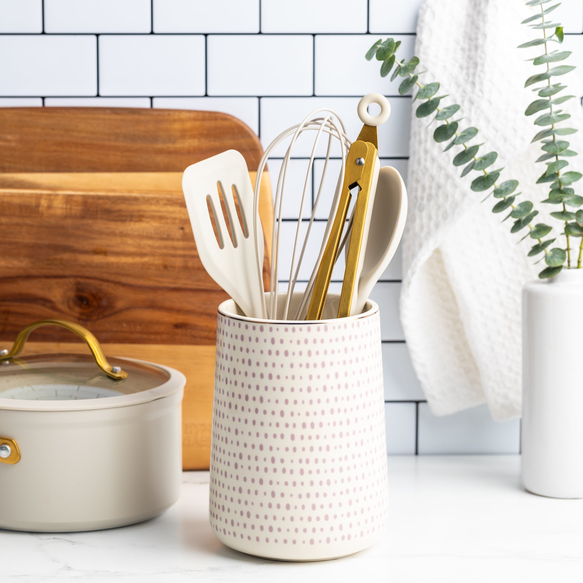 Ceramic Utensil Holder Dot Pattern – Thyme&Table